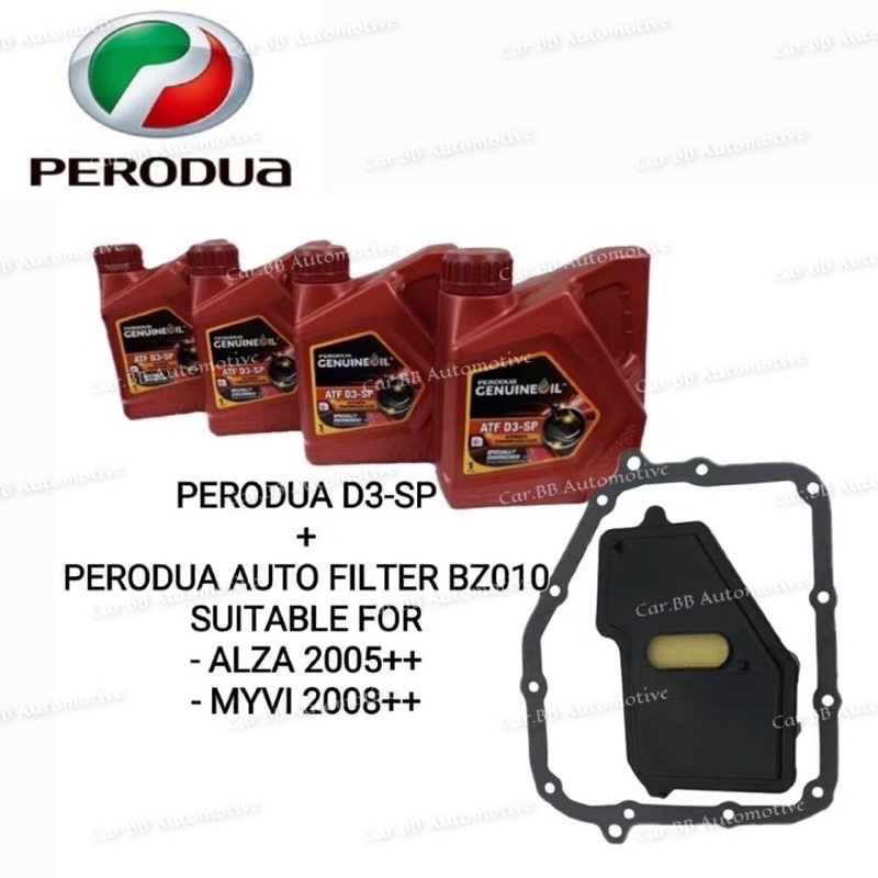 Perodua ATF D3-SP 1Lx4 + (35303-97201) Auto Filter & Gasket Set for ...