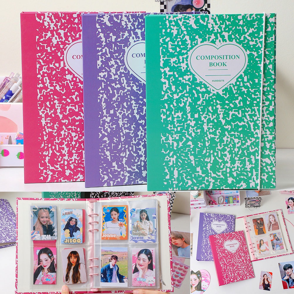 Korean A5 Binder 6 Holes Stone Texture Hard Paper Cover Photocards ...