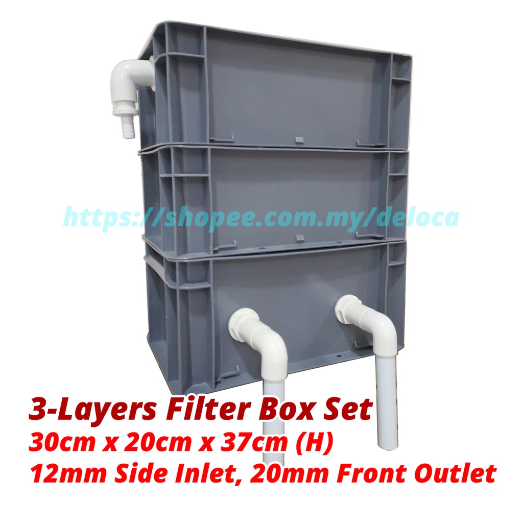 Aquarium Filter Box 3-Layers Filteration System Fish Tank 3-tier Water ...