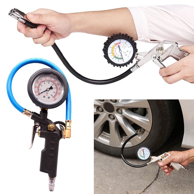 220 PSI Tyre Pressure Gauge Oil Immersion Type Inflator Air Line Pump ...
