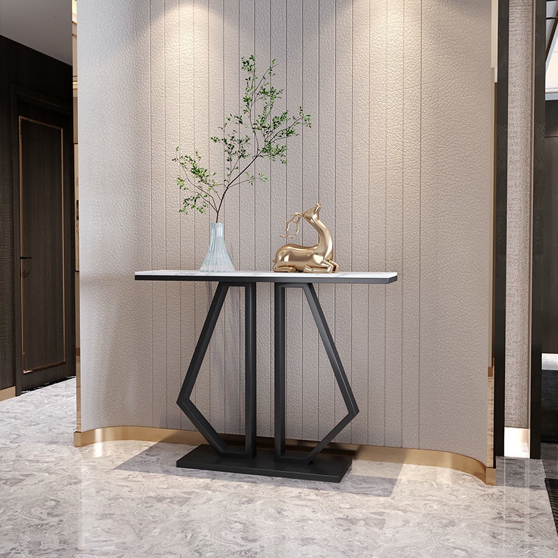 Entrance marble table against the wall frame wrought iron entryway ...