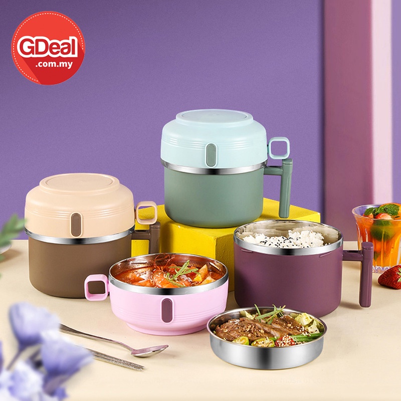 GDeal 304 Stainless Steel Fast Food Cup With Lid Student Dormitory Large Capacity Instant Noodle ...