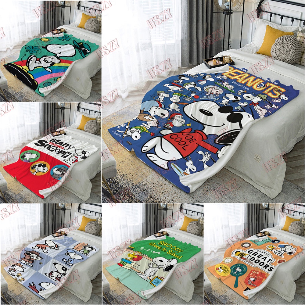 4 Size Flannel Blanket Cute Cartoon Character Snoopy Single Side ...