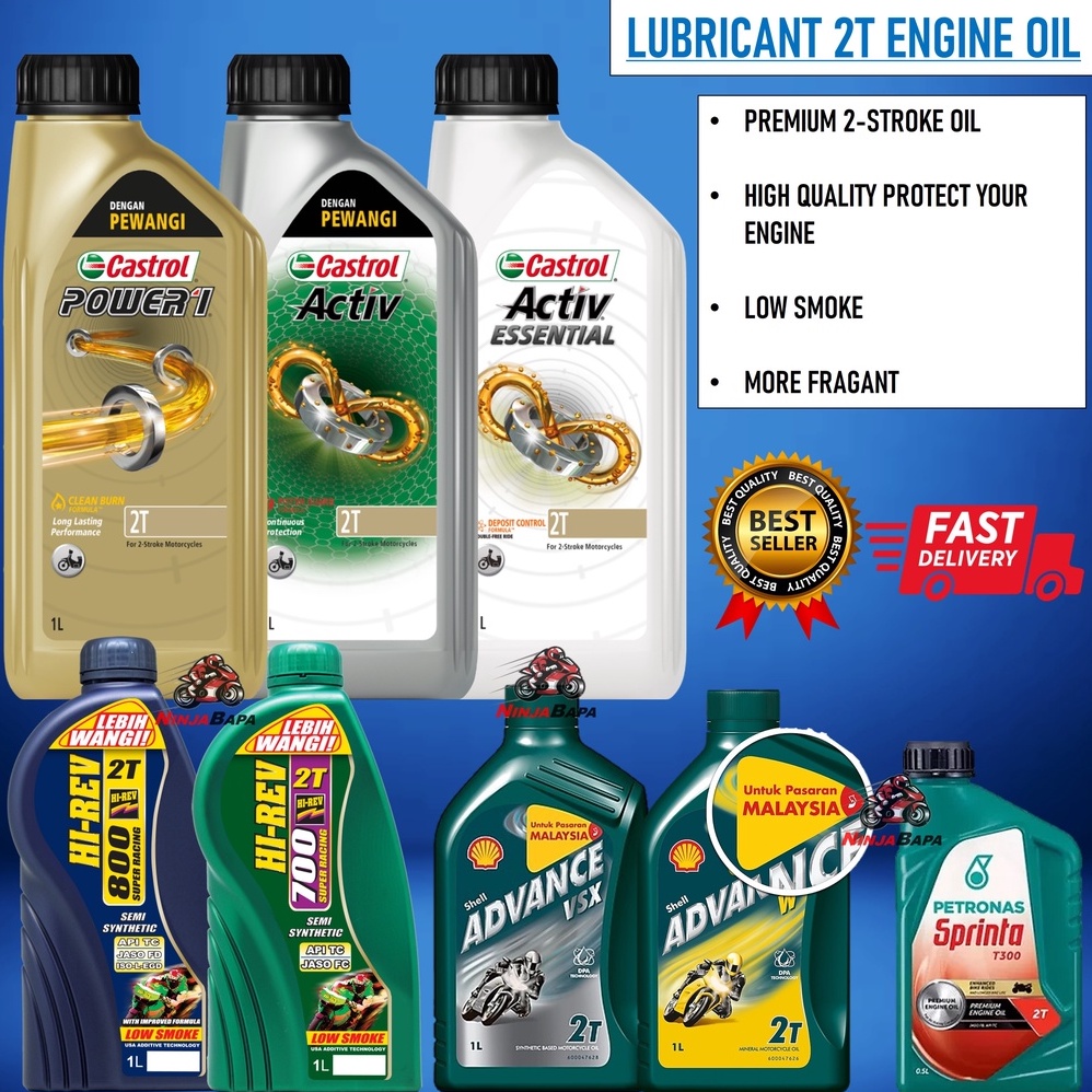 LUBRICANT 2T 2-STROKE MOTORCYCLE OIL Castrol / Petronas / Hi-rev ...