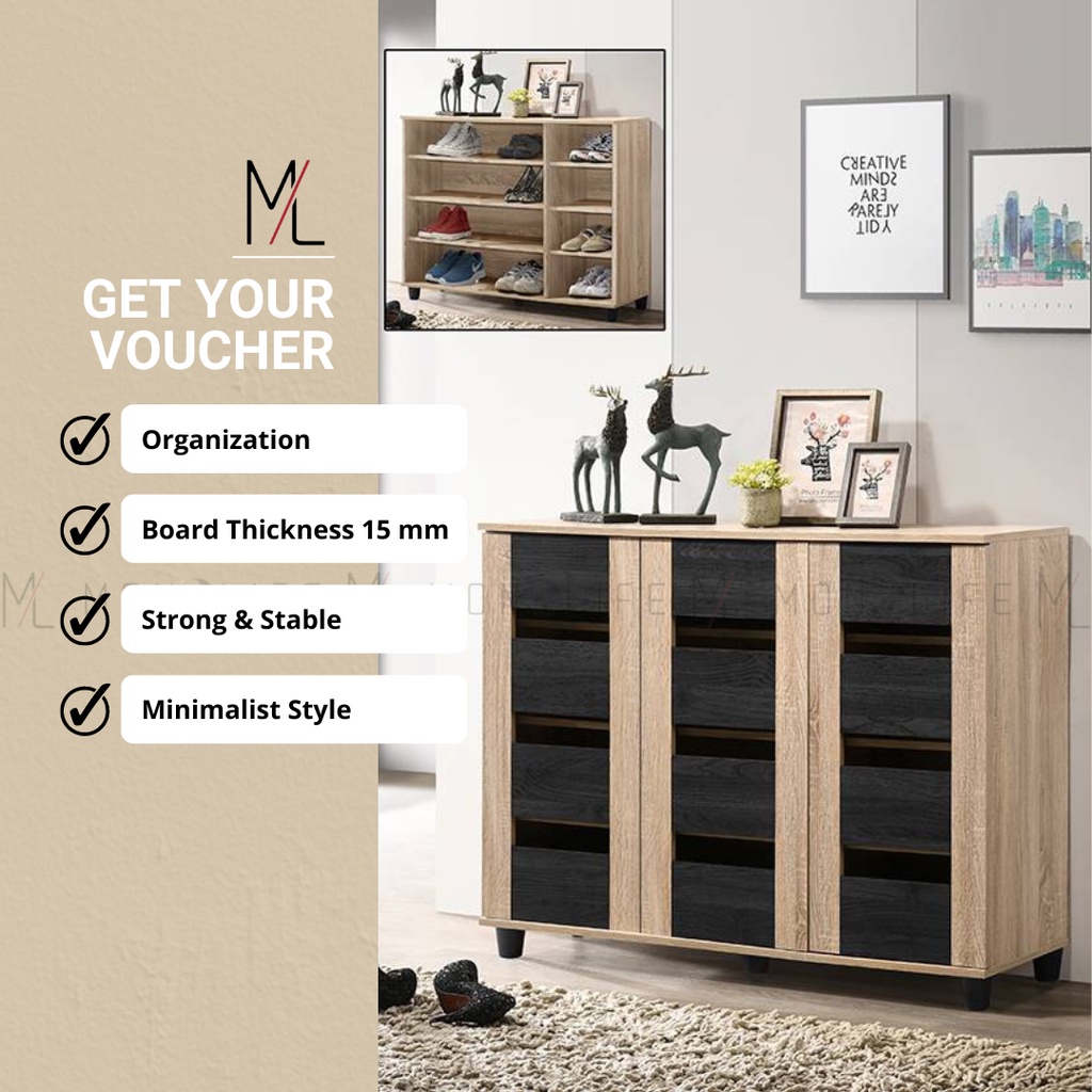 MONOLIFE 2 OR 3 DOOR 4 Tier Shoe Cabinet / Rak Kasut / Multi Function ...