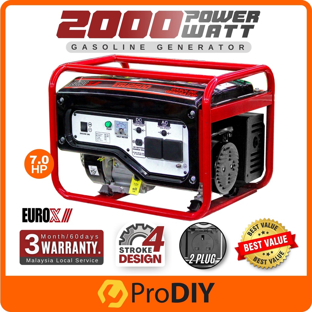 PRODIY EUROX EuroPower EGU2500 Power Generator Petrol Getset Generator ...