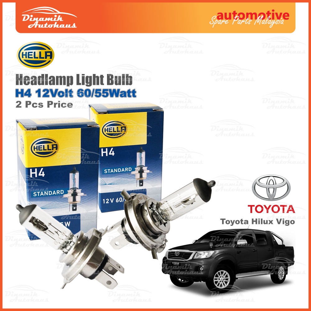 Toyota Hilux Vigo Car Headlamp Halogen Head Light Bulb - Hella H4/P43t ...