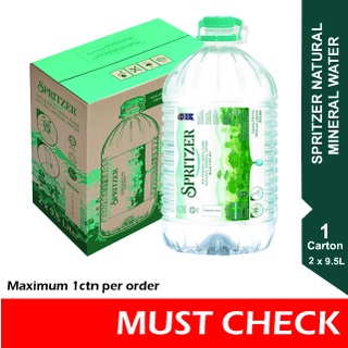 Spritzer Mineral Water (2 Units x 9.5L) - Per order 1ctn Maximum | Shopee Malaysia