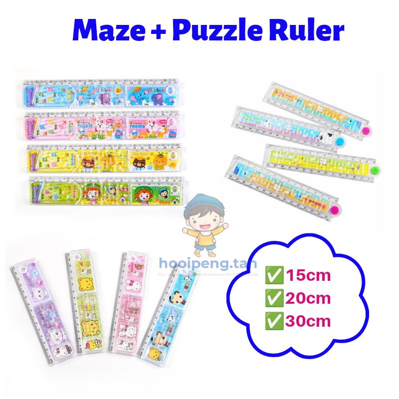 Ruler Maze Ruler Puzzle Ruler Pembaris 15cm 20cm 30cm📏 迷宫拼图尺游戏尺卡通塑料尺 ...