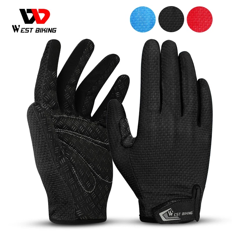 WEST BIKING Breathable Motorcycle Gloves Bike Gloves Non-Slip Full ...