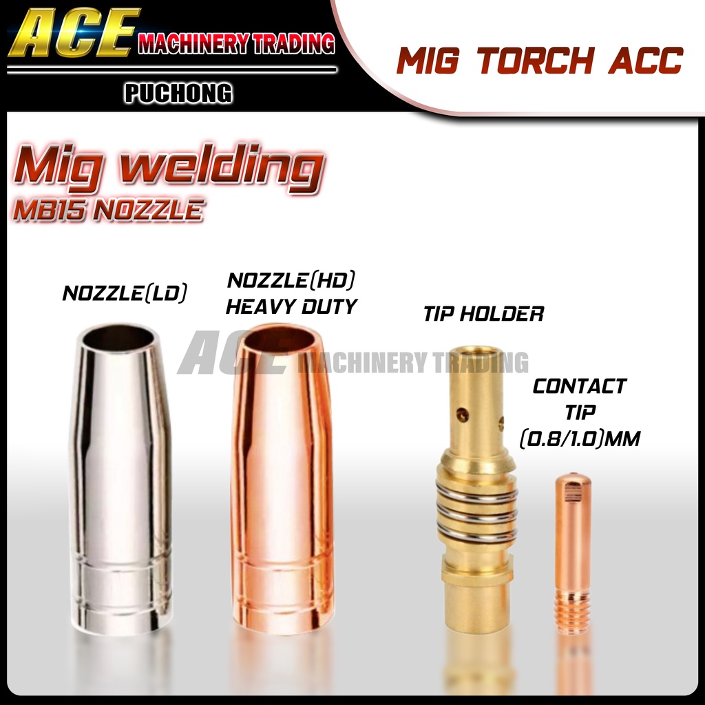 Mig welding MB15 NOZZLE / TIP HOLDER / CONTACT TIP 0.8MM / CONTACT TIP 1.0MM | Shopee Malaysia