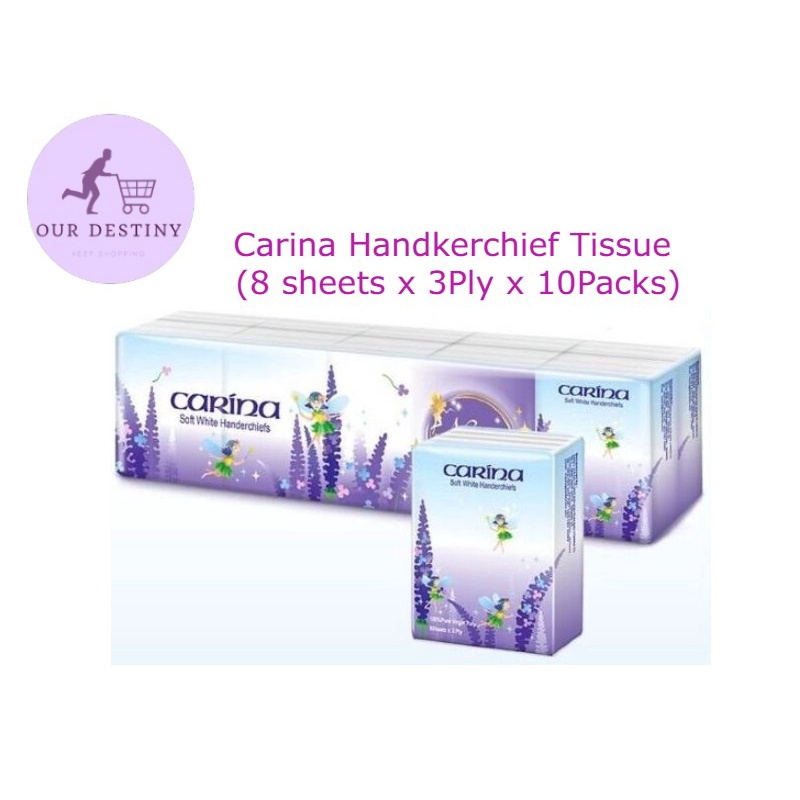 Carina Handkerchief Tissue (1Bundle x 10Packs x 8Sheets) FREE Carina ...