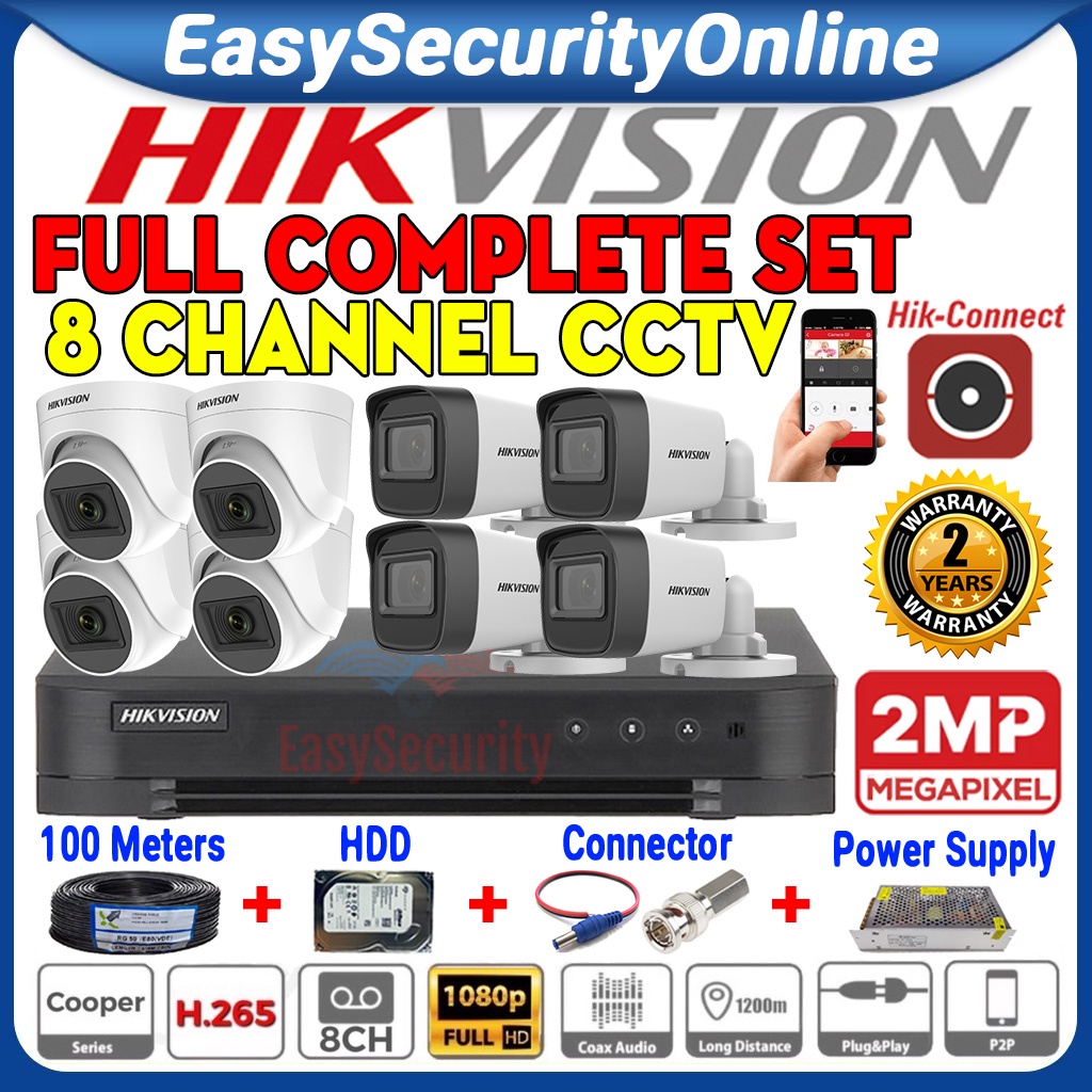 HIK HIKVISION 2MP Full Set 8-CHANNEL HD 1080P 2.0MP CCTV 8CH DVR ...