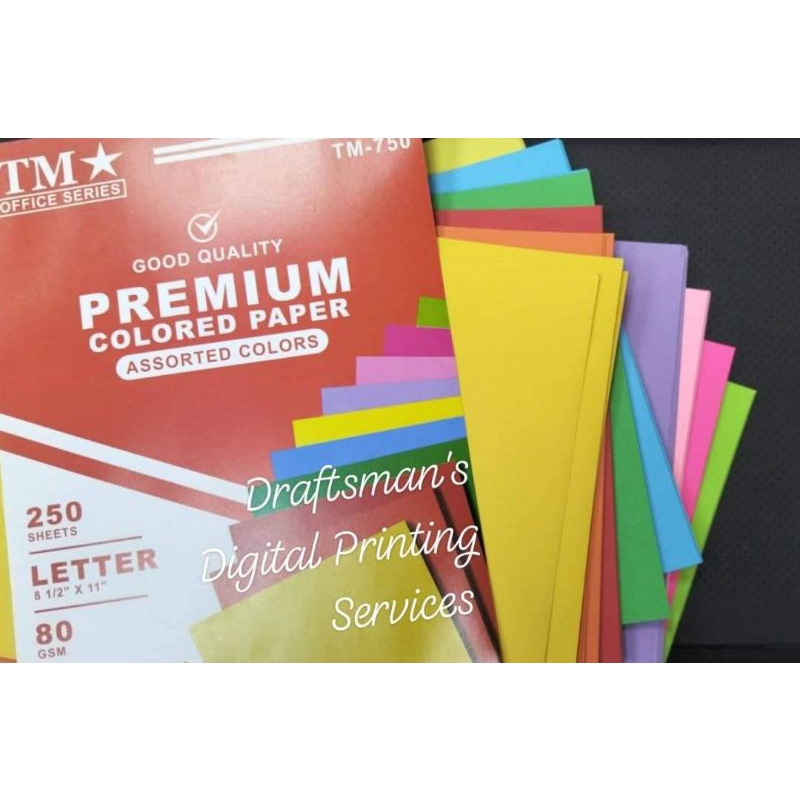 TM Series PREMIUM COLORED PAPER 80 GSM LETTER 250PCS/1 REAM | Shopee ...