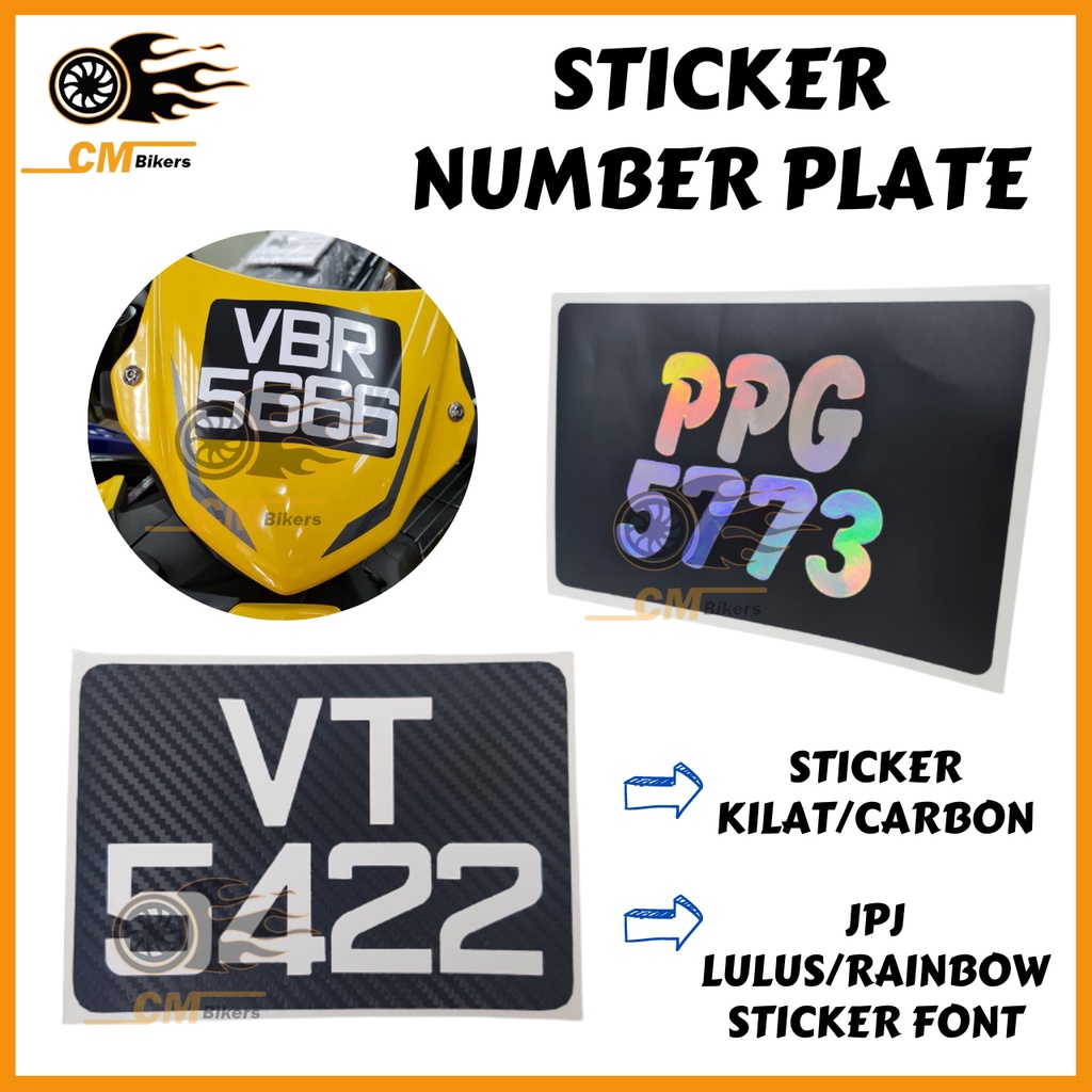 MOTORCYCLE STICKER NUMBER PLATE/STICKER NOMBOR PLATE DEPAN 1 SET ...
