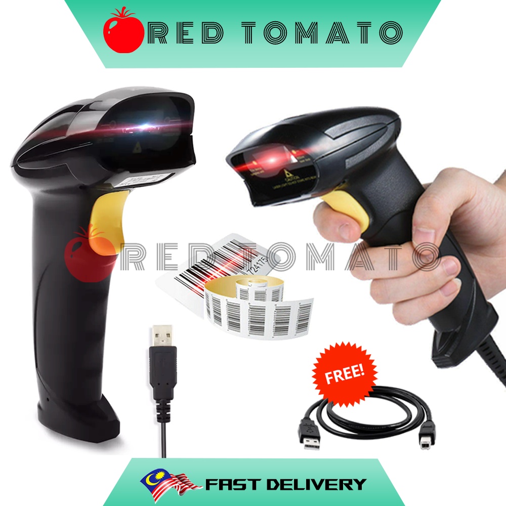 RED TOMATO Automatic USB Barcode Scanner Laser Scan Bar Code Reader ...