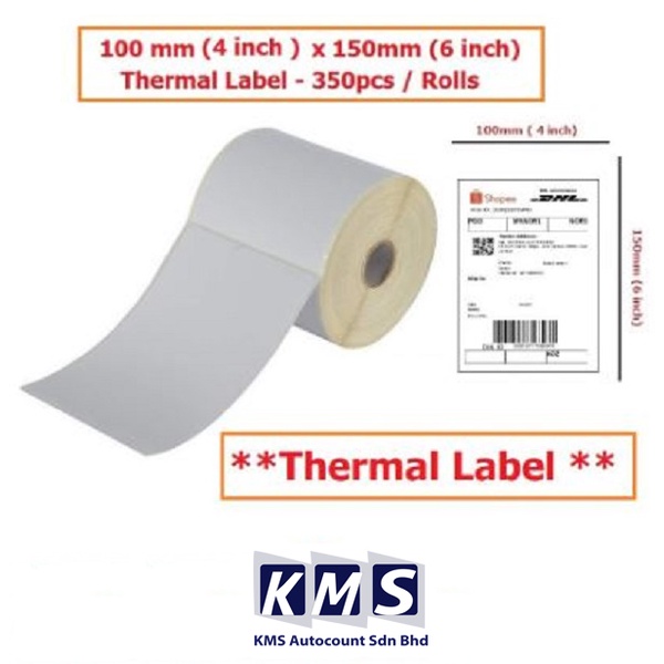 Thermal Label Sticker 100mm x 150mm (350pcs per roll) | Shopee Malaysia