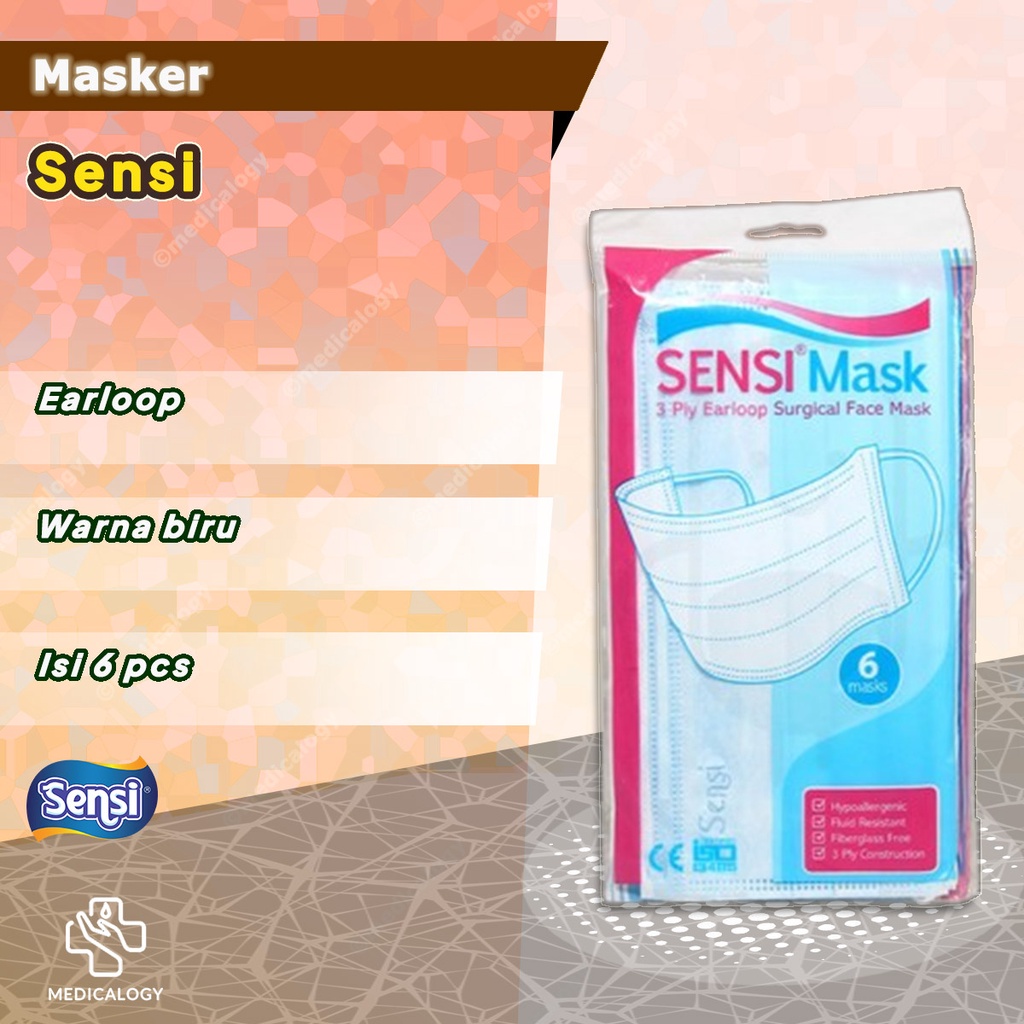 Blue Sensi Earloop Mask Per Pack contains 6 pcs | Shopee Malaysia