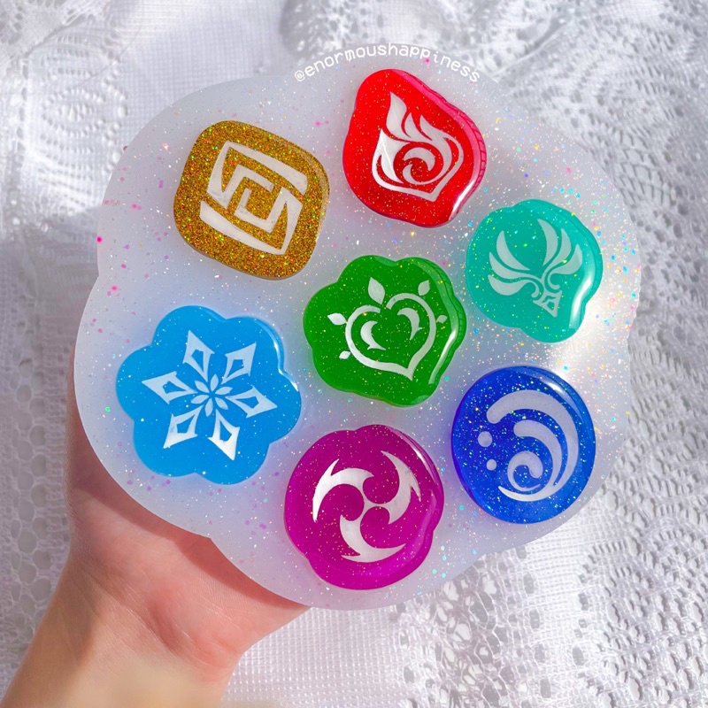 Genshin Impact Element Silicone Mold - Geo Pyro Hydro Cryo Dendro Anemo ...