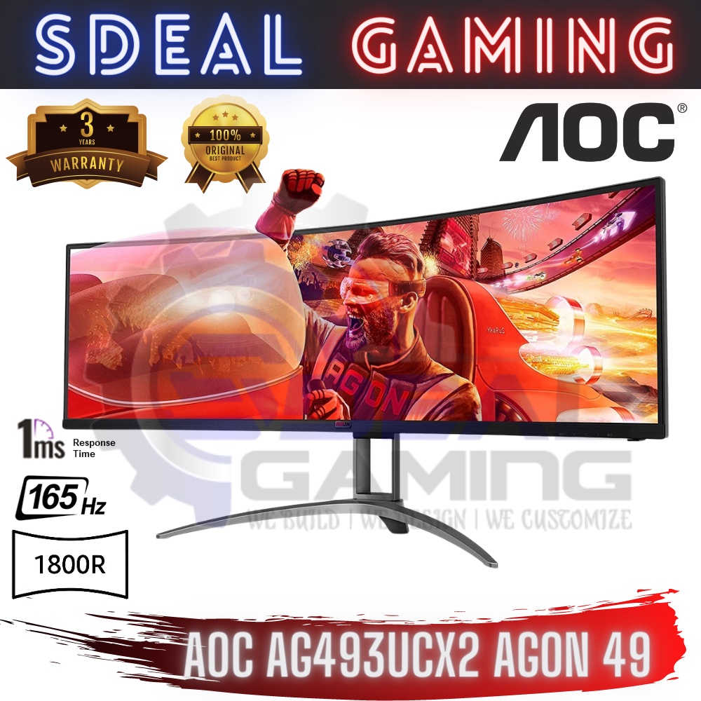 [AG493] AOC AG493UCX2 49" VA 165Hz 1ms Curved 1800R Adaptive Sync QHD ...