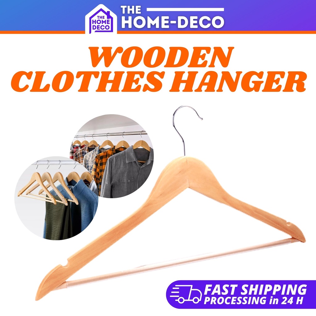Wood Hanger Cloth Hanger Penyangkut Baju Kayu Wood Hanger Baju Tempat ...