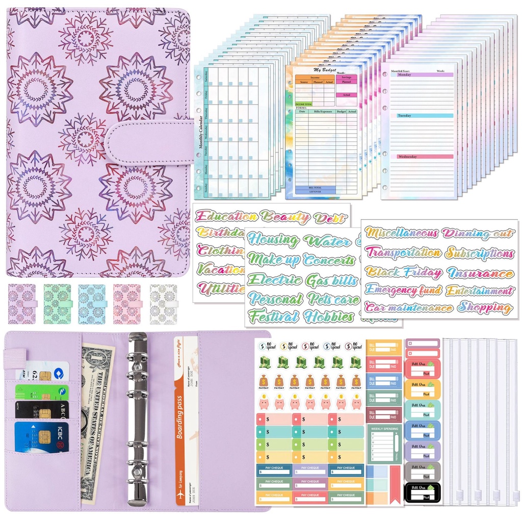 A6 Binder Budget Planner Notebook Covers Folder A6 Size 6-hole Binder ...