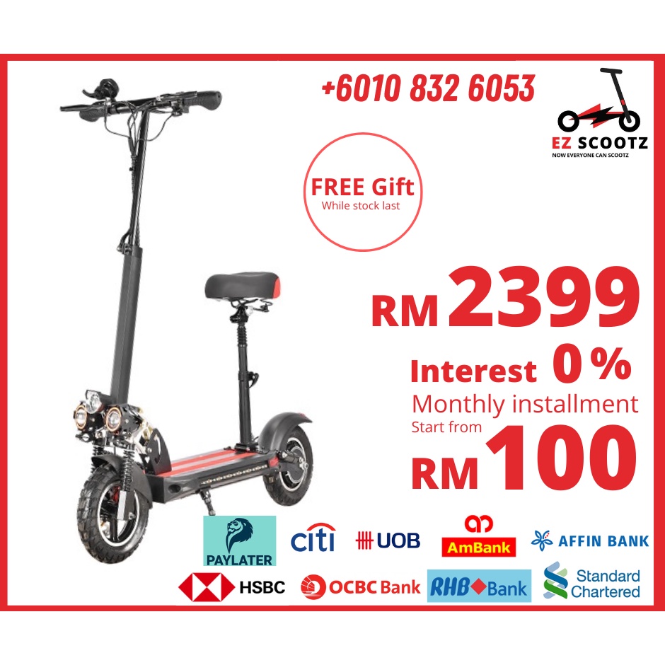 EZ Scootz EZ 1 Electric Scooter 48v 800w Brushless Motor 10.4 Ah ...