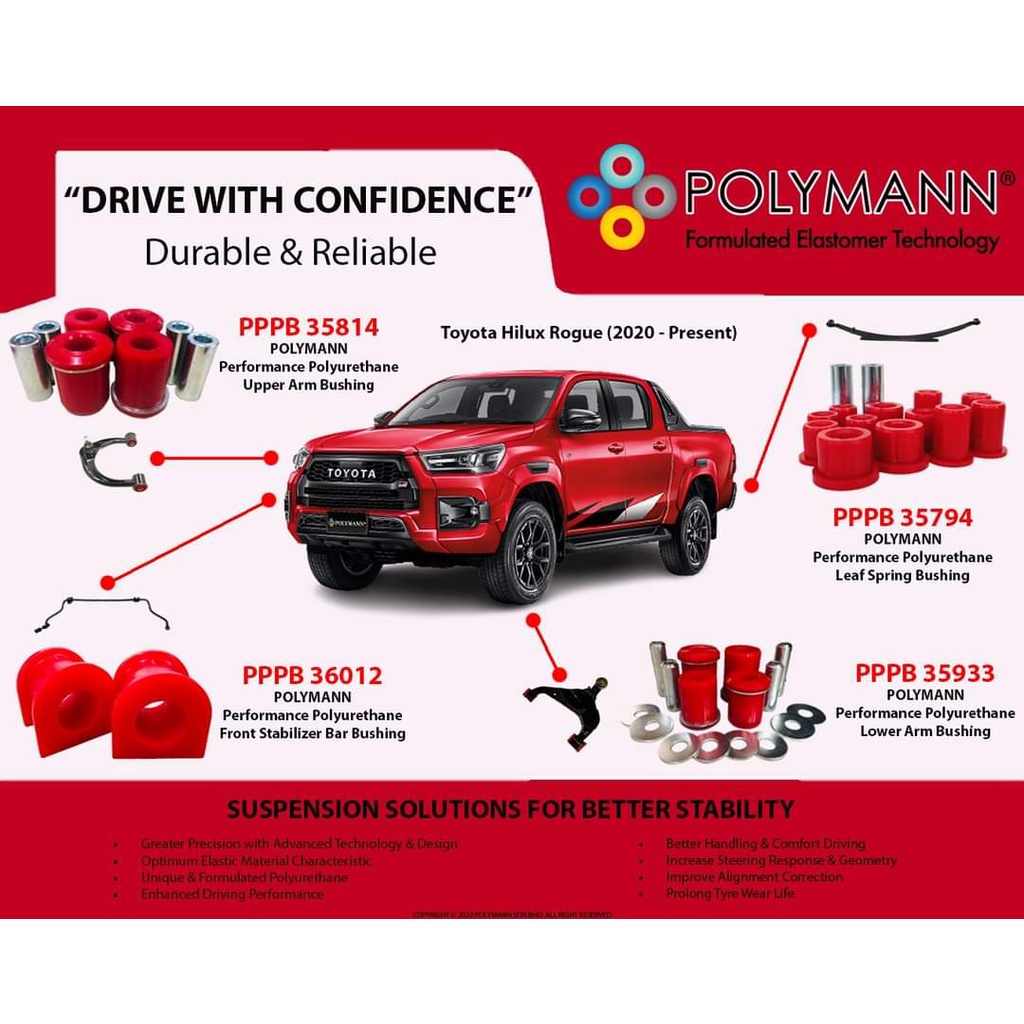 💯 POLYMANN TOYOTA HILUX REVO ROGUE GUN125 GUN126 LOWER UPPER ARM LEAF ...
