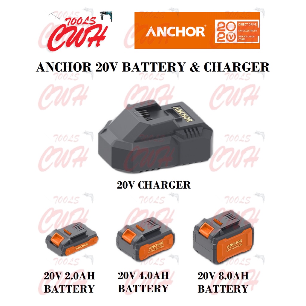ANCHOR 20V BATTERY PACK CHARGER CORDLESS TOOL DRILL DRIVER ANGLE ...