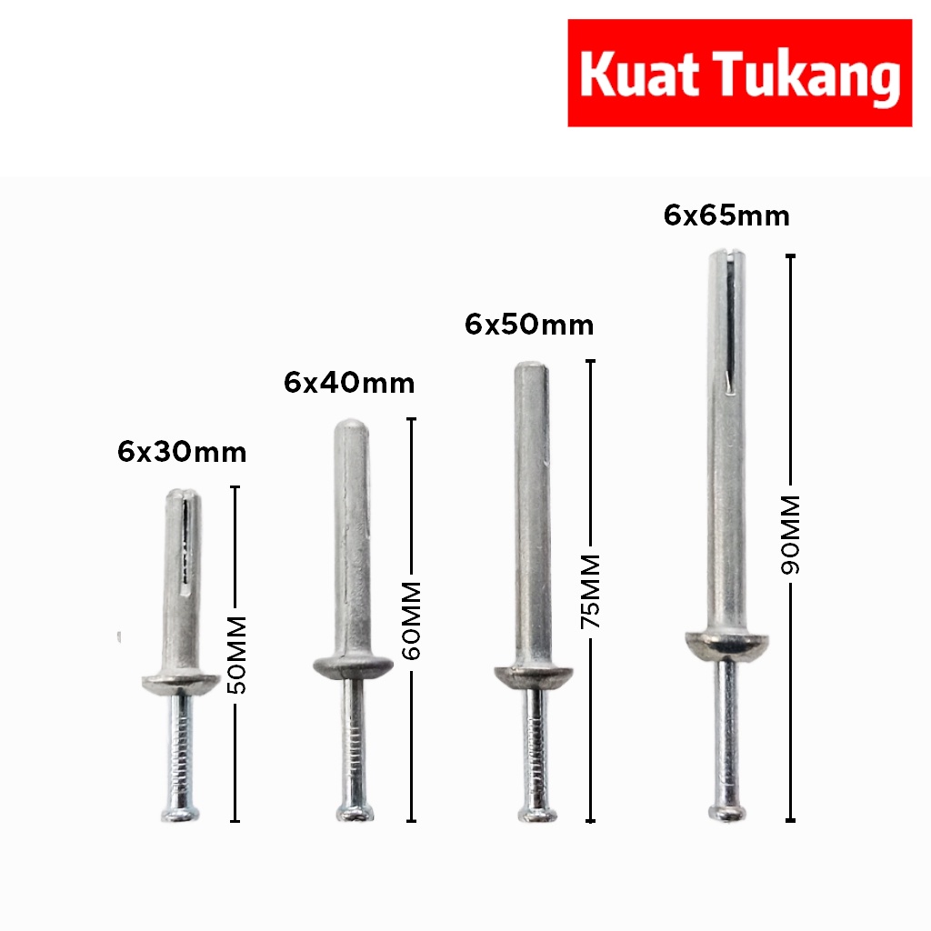 Zinc Alloy Hammer Drive Anchor DNA Wall Plug Paku Besi 30mm 40mm 50mm ...