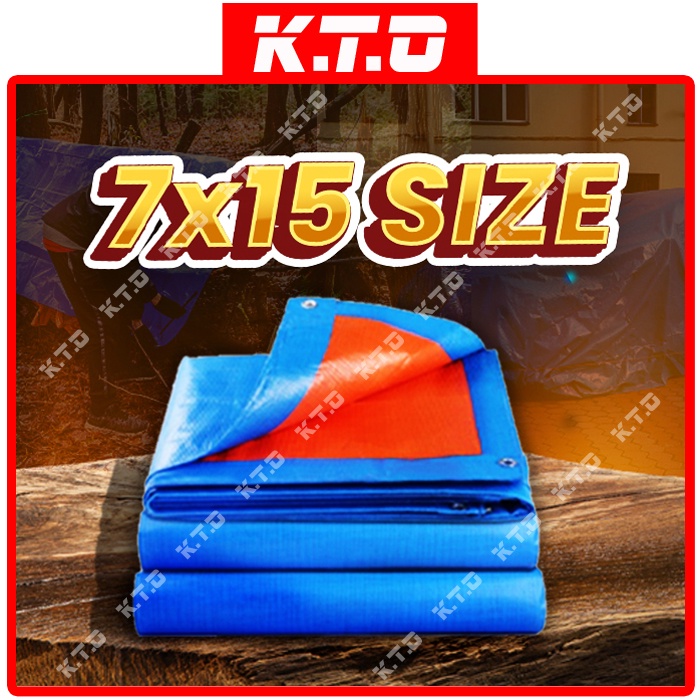 6FT - 18FT Blue Orange Canvas PE Canopy Tarpaulin Sheet Water Resistant ...