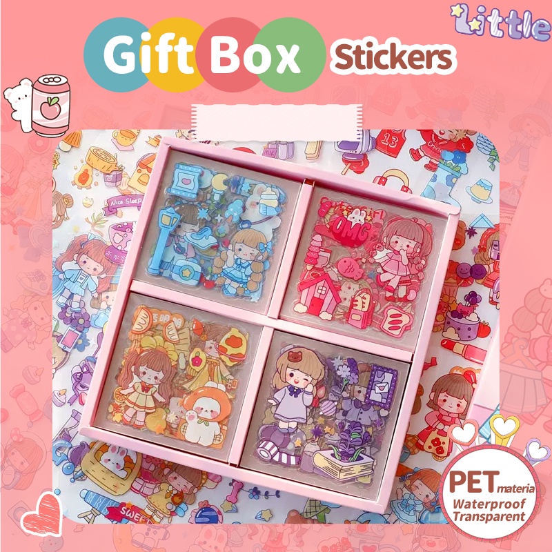 100PCS Korea Cute Waterproof Sticker Set Transparent Fixed Sticker ...
