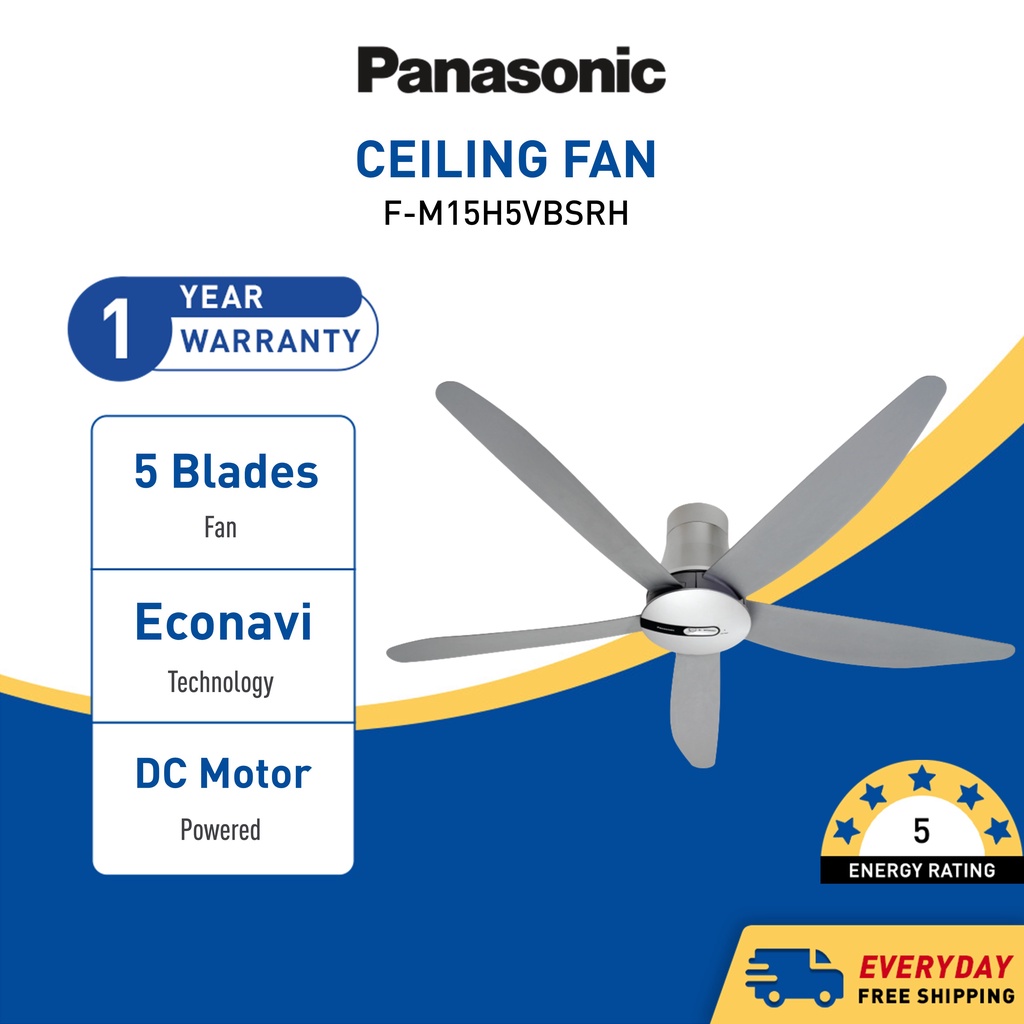 Panasonic F-M15H5 Econavi Ceiling Fan 5 Blades Long Yuragi Lcd Remote ...