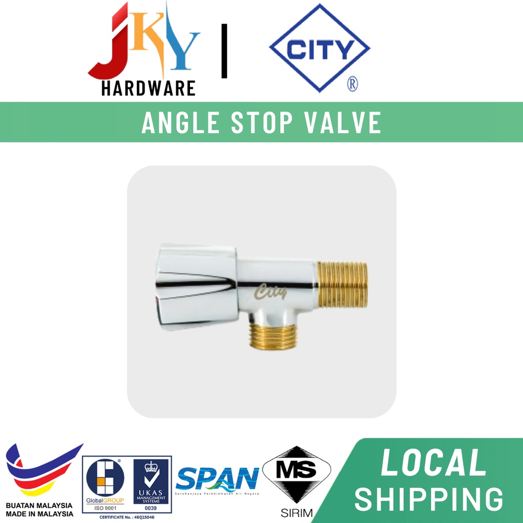 CITY BRASS Chrome 1/2" Angle Stop Valve Kitchen Bathroom Quarter Turn ...
