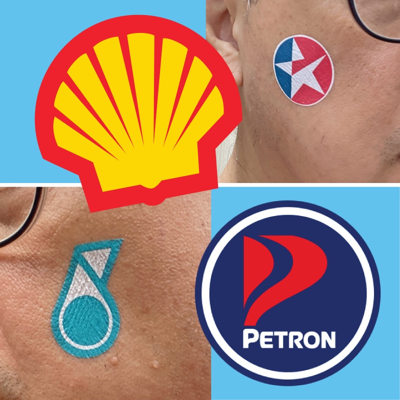 Petronas * Shell * Caltex * Petron Tattoo Sticker * Full Colour * Face ...