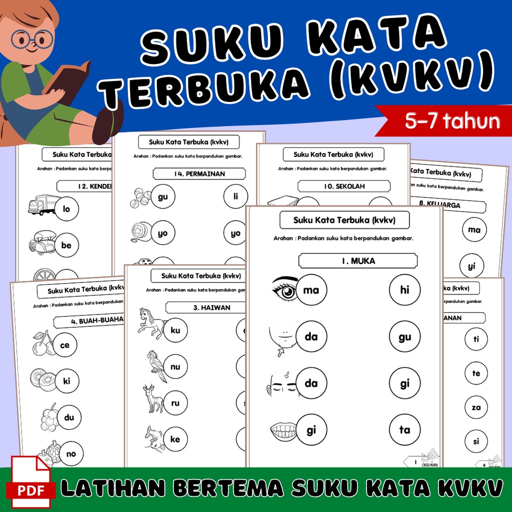 [ SOFTCOPY | PDF ] LATIHAN BERTEMA SUKU KATA TERBUKA KVKV LEMBARAN KERJA TADIKA PRASEKOLAH ...