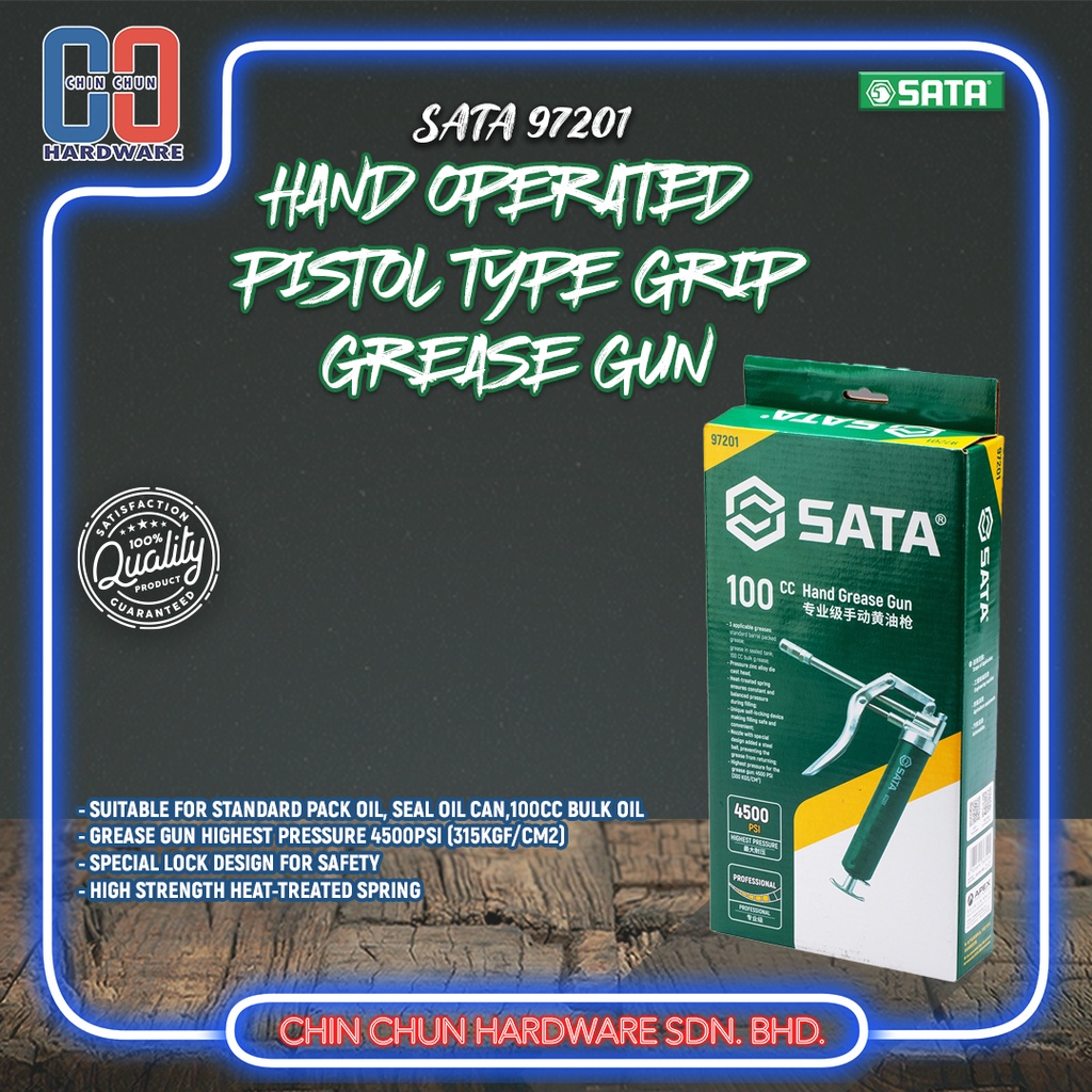 SATA 97201 100CC HAND OPERATED PISTOL TYPE GRIP GREASE GUN|HAND GREASE ...
