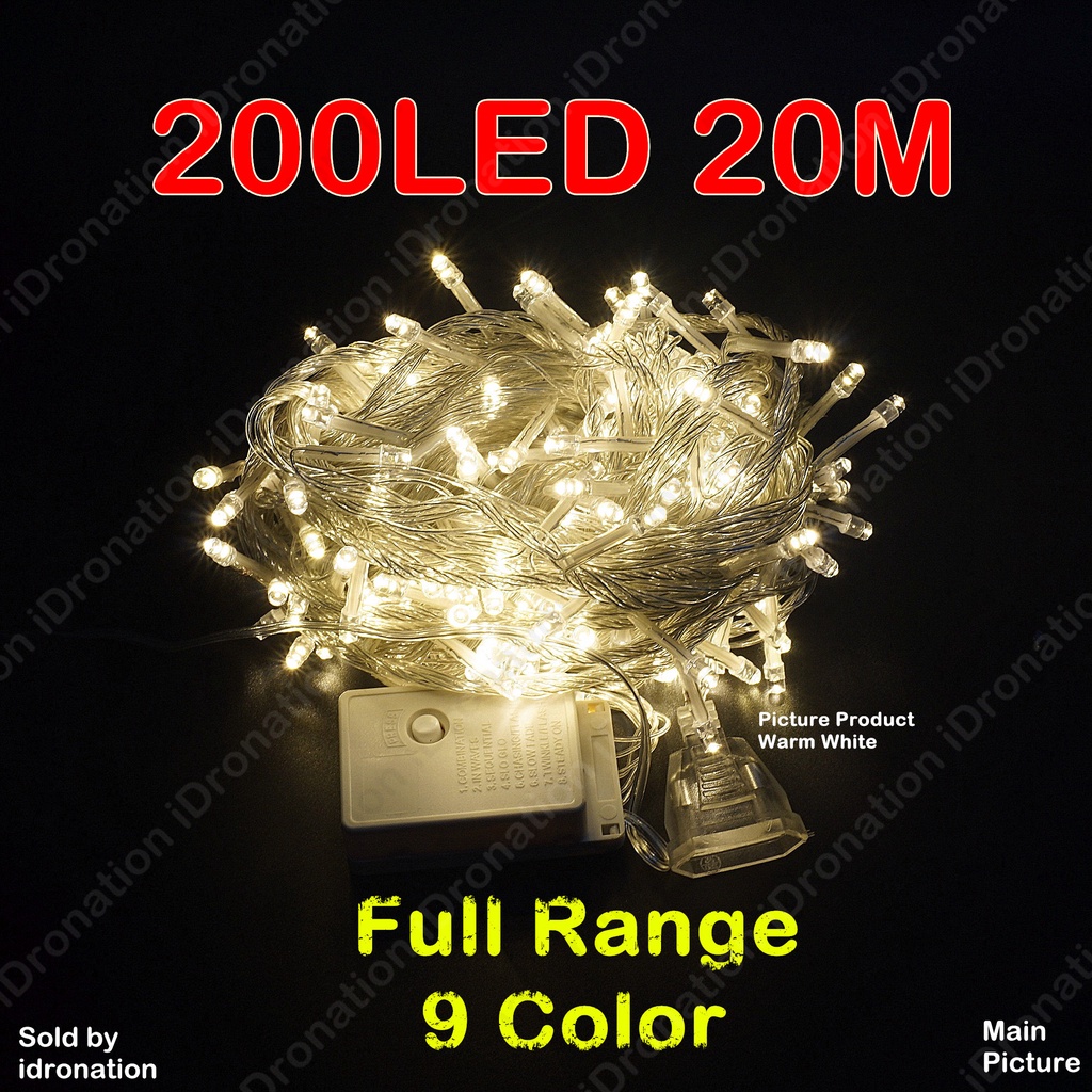 Indoor Clear Wire 200LED 20M Lampu Raya RGB Lip Lap Hiasan Twinkle CNY ...