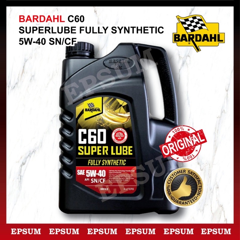 BARDAHL C60 SUPER LUBE ENGINE FULLY SYNTHETIC 5W/40 SN/CF 4 LITRE | Shopee Malaysia