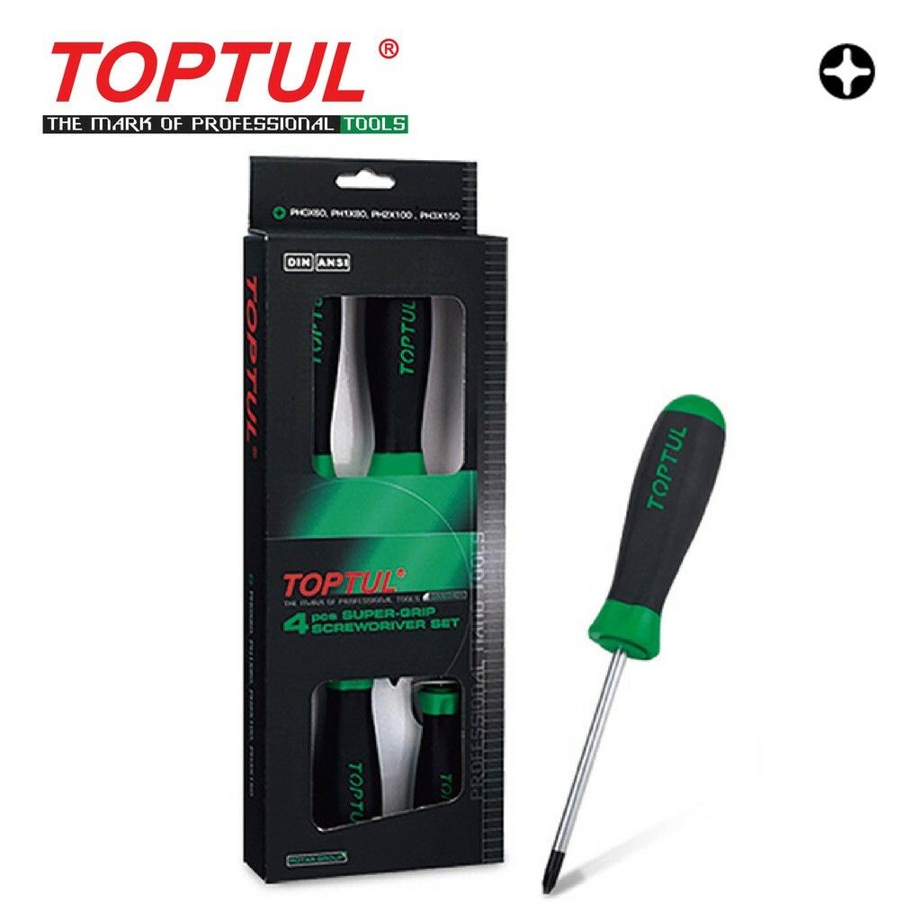 TOPTUL 4pcs Phillips Super-Grip Screwdriver Set GAAE0401 | Shopee Malaysia