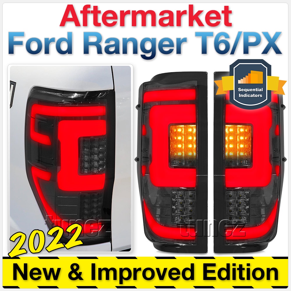 NEW Smoked Edition LED Tail Rear Lamp Lights For Ford Ranger Raptor T6 ...