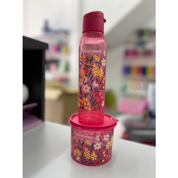 ⭐LIMITED EDITION⭐ Tupperware Pretty Blooms Set / Round Eco Bottle 500ml / Canister 570ml / Tote ...