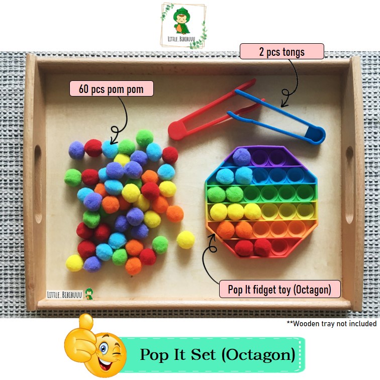 Colourful Counting Sorting Matching Bowl/Pom Pom/Tongs/Pop It Fidget ...