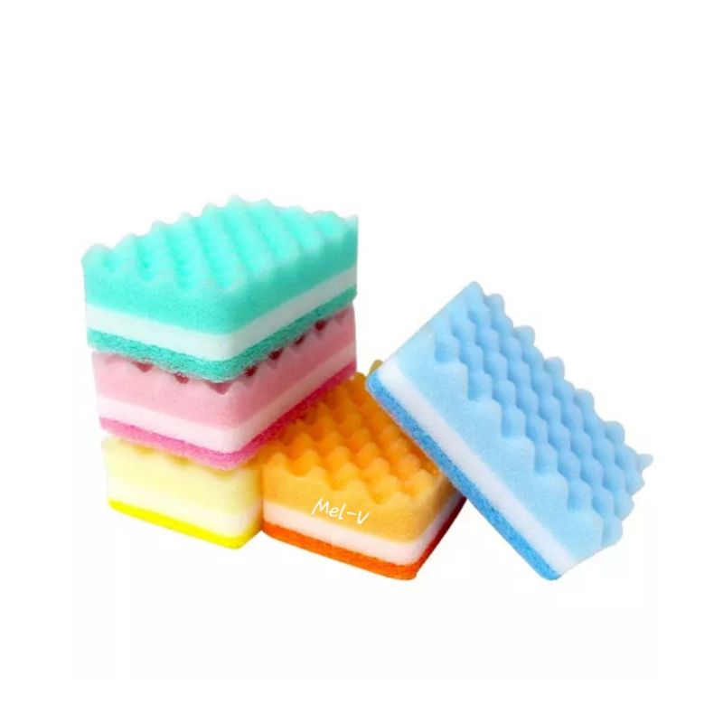 Dishwashing Foam 3-layer Wave Sponge Multipurpose Kitchen Cleaning ...