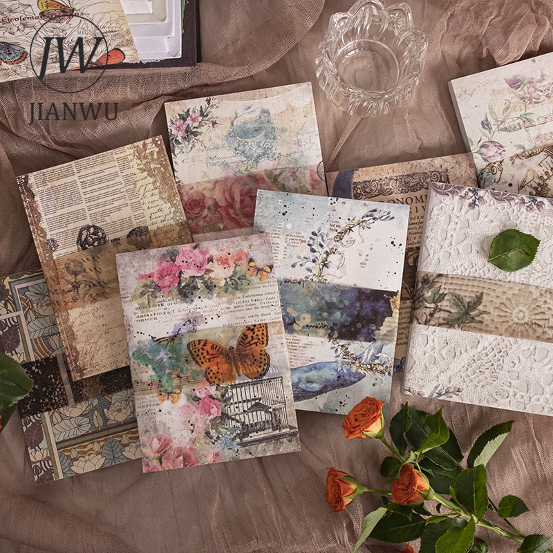 JIANWU 100 Sheets Literary Retro Journal Material Paper No-stickiness ...