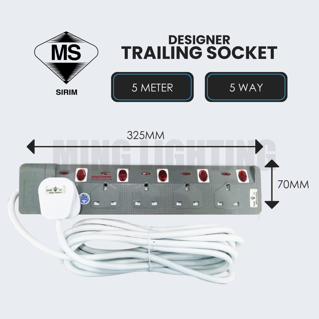 Trailing Socket Multiple Adapter 2M UK 3 Pin Plug Extension Soket USB ...