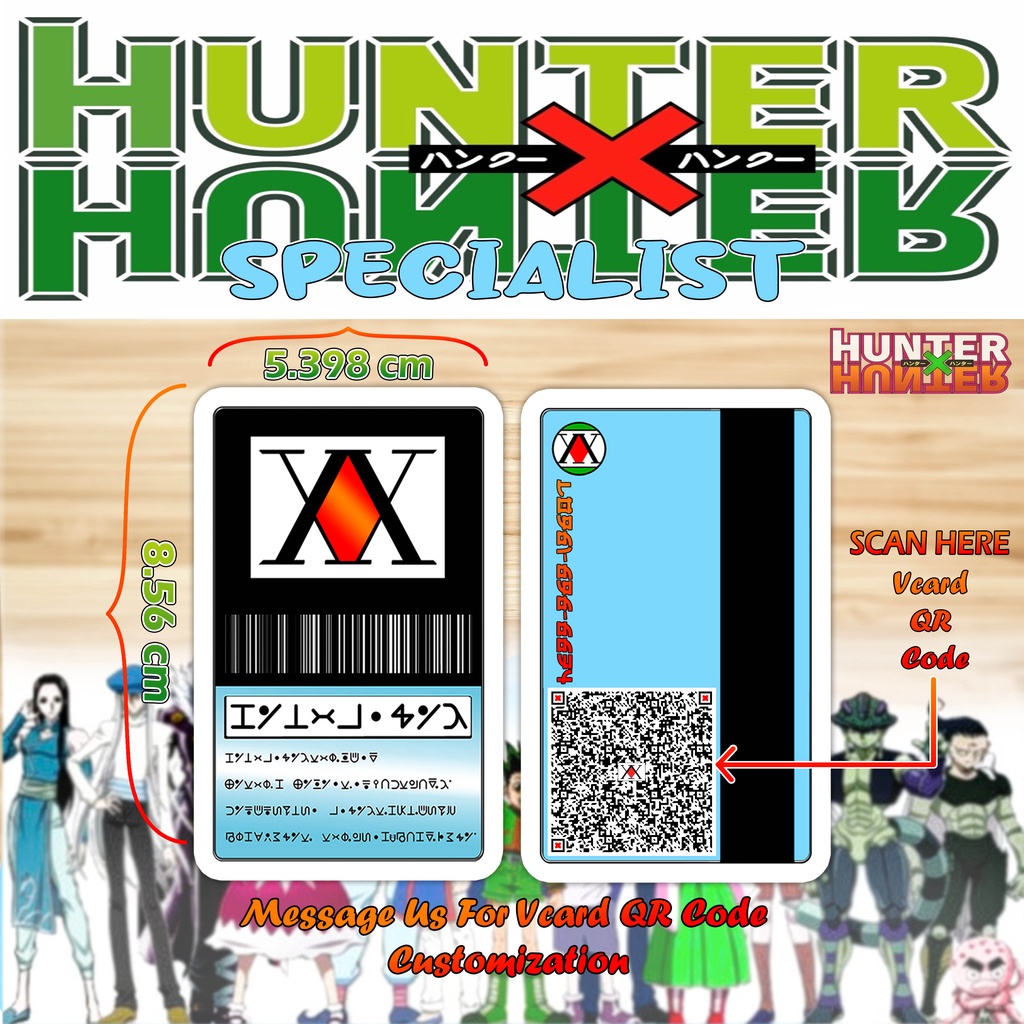 Hunter X Hunter Vcard licensed ID Card and Customized Vcard QR Code NEN TYPE PVC Solid and Shiny ...