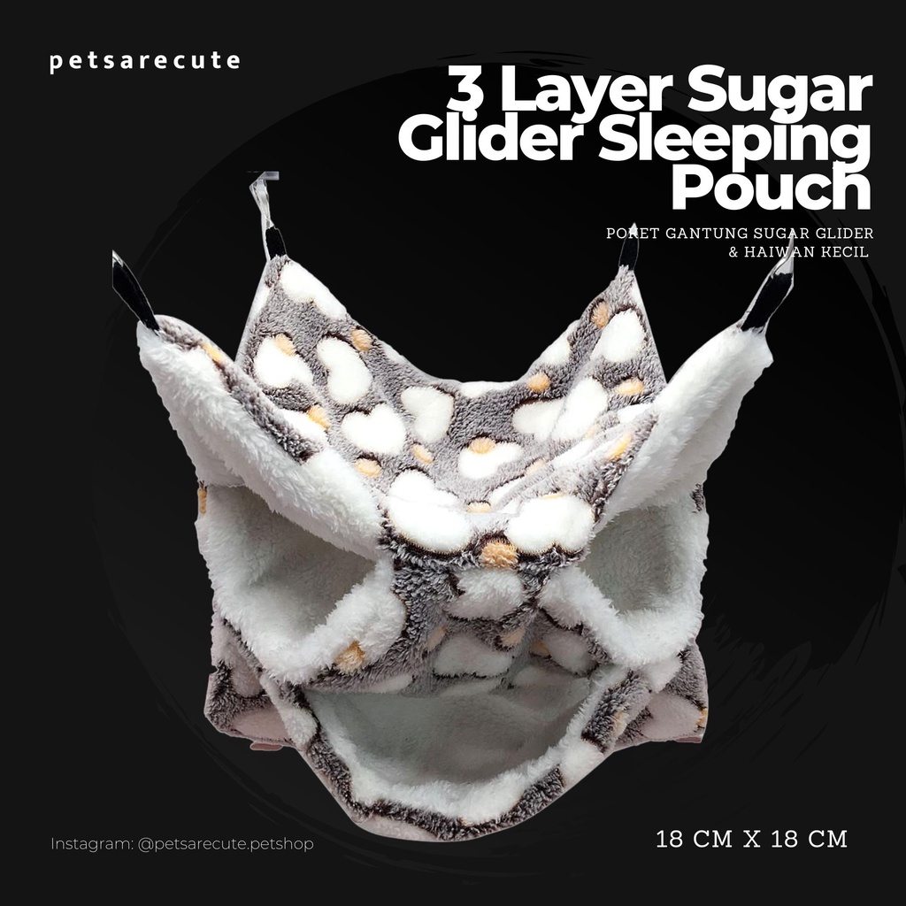 [PETSARECUTE] 3 Layer Sugar Glider Cotton Sleeping Pouch / Hanging ...