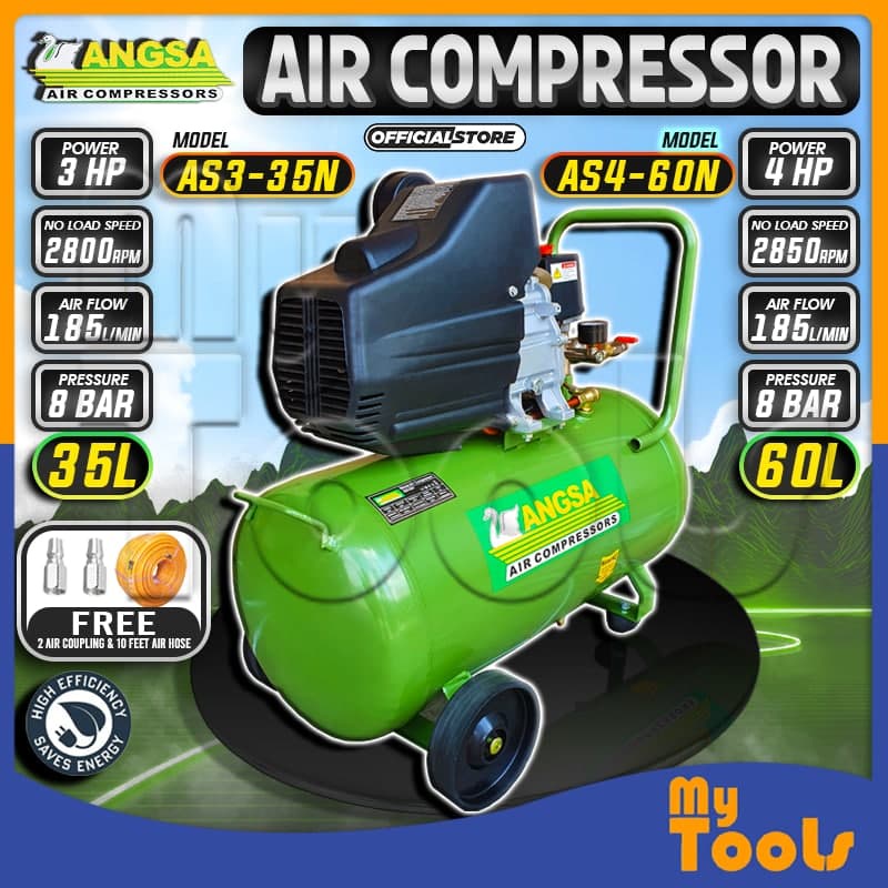 M.Machinery ANGSA 35 Litre Air Compressor AS3-35N 3HP 35L / AS4-60N 4HP ...