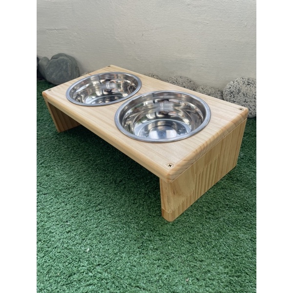 Cat/Dog Double food tray With Stainless Steel Bowl- tempat makanan ...
